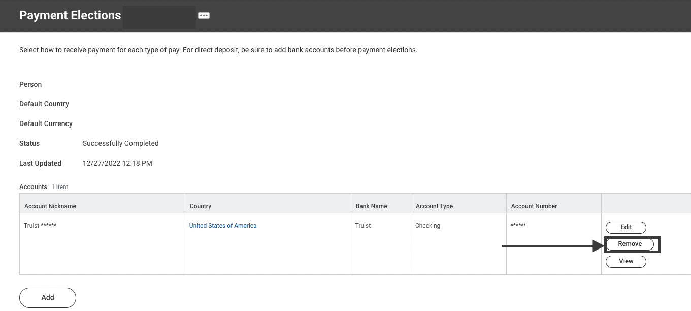 Removing an existing bank account from workday – Nomad Health